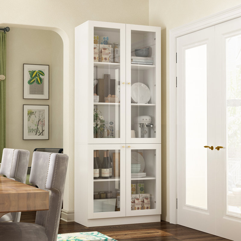 31.5 W Dining Cabinet With Transparent Glass Cabinet Door